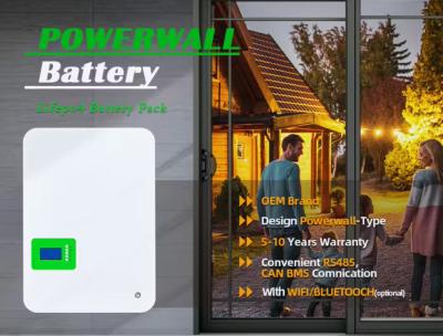 China Powerwall Lifepo4 Lithium Ion 48v 100ah 200ah Battery Wall Mounted 5kwh 10KWh Off Grid Solar Pv System for sale