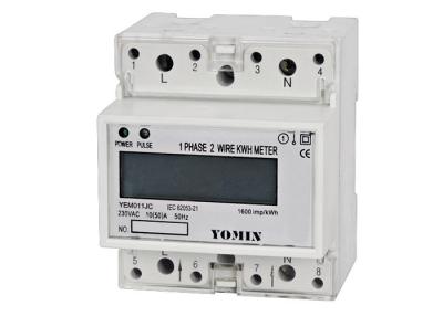 China Household Active 2 Wire Din Rail Single Phase Energy Meters With LCD Display for sale
