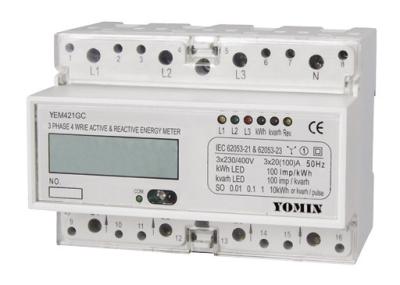 China Four Wire Active & Reactive Three Phase Watt Hour Meter Din Rail for sale