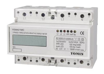 China 4 Wire Active and Reactive Din Rail 3 Phase Energy Meter , Electronic Watt Hour Meter for sale