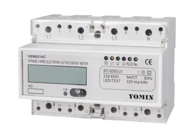 China CT / 5A 3 Phase Active Din Rail KWH Meter With Pulse Output  & Liquid Crystal Display for sale