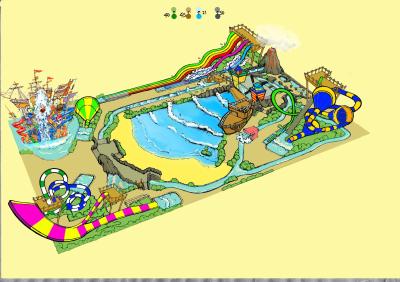 China Makkelijk te installeren waterpark ontwerp zwembad attracties roestvrij staal en beton constructie Te koop