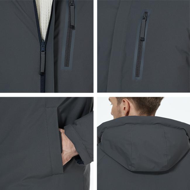 Deep Gray Men's Reversible Coat - Front and Back Views