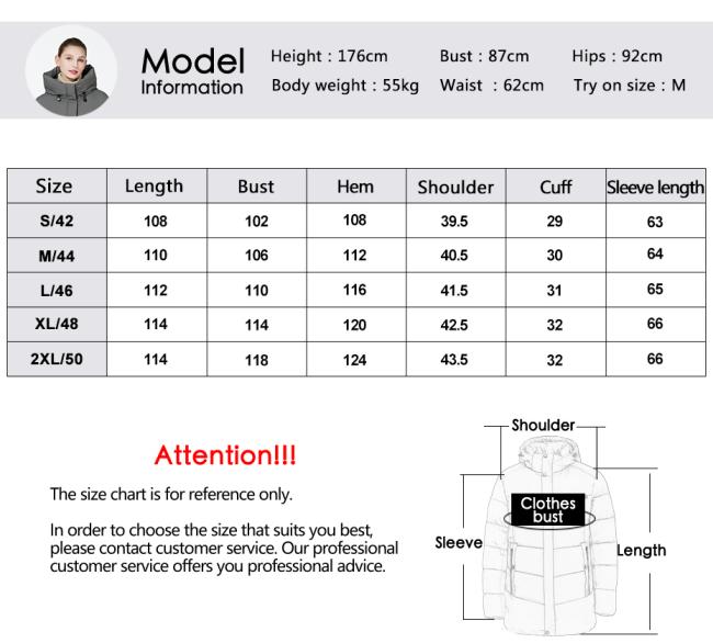 Gray-Green/Black/Light Brown Woman Winter Coat Long Down Jacket