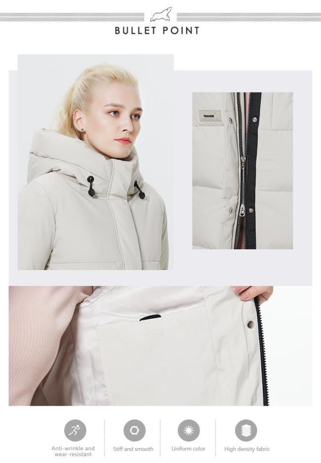 Gray-Green/Black/Light Brown Woman Winter Coat Long Down Jacket