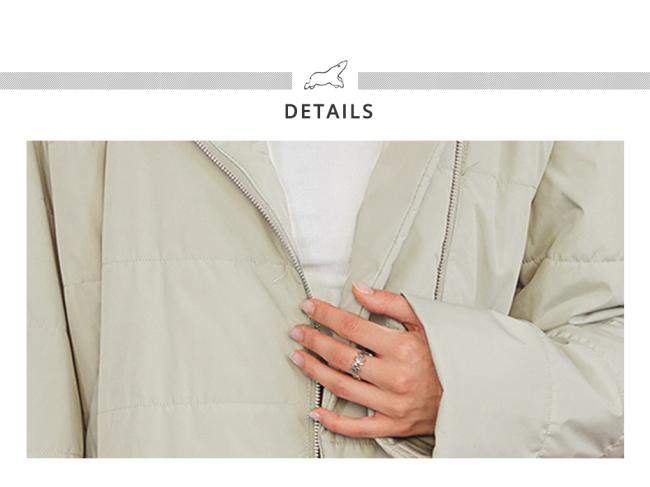 Detail view of winter coat construction