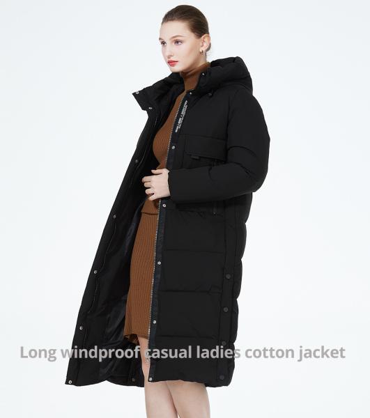 Quality 108cm Long Black Padded Coat Gray Green Womens Long Down Jacket for sale
