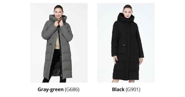 Quality 108cm Long Black Padded Coat Gray Green Womens Long Down Jacket for sale
