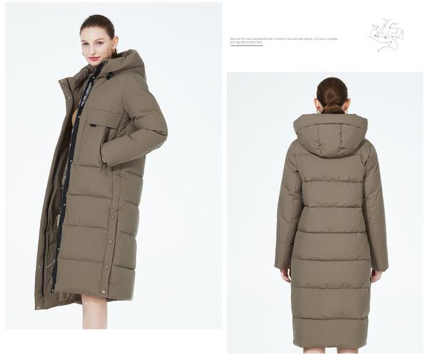 Quality Length 112cm Maxi Puffer Coat Size 46 Long Down Coat Brown Womens for sale