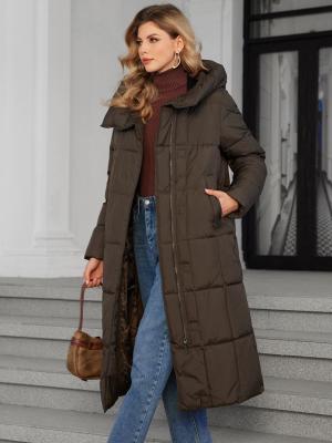 China Brown Full Length Puffer Coat 108cm 112cm Long Down Coat Womens for sale