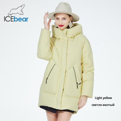 China Light Yellow Womens Padded Coat Size 42- Size 50 Ladies Long Padded Coat for sale