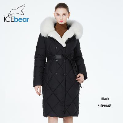 China Detachable Fur Collar Padded Coat 103cm-109cm Ladies Padded Coat With Fur Collar for sale