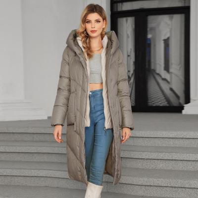 China 109cm 111cm Knee Length Down Coat Knee Length Puffer Detachable Lining for sale