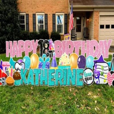 Cina Custom Outdoor Yard Signs Happy Birthday Yard Card With Stakes in vendita