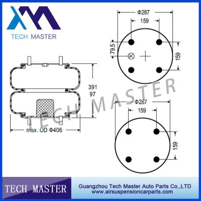 Ressort pneumatique industriel compliqué pour le soufflet Firestone W01-358-7782/Goodyear 2B14-359 de ressort pneumatique de camion