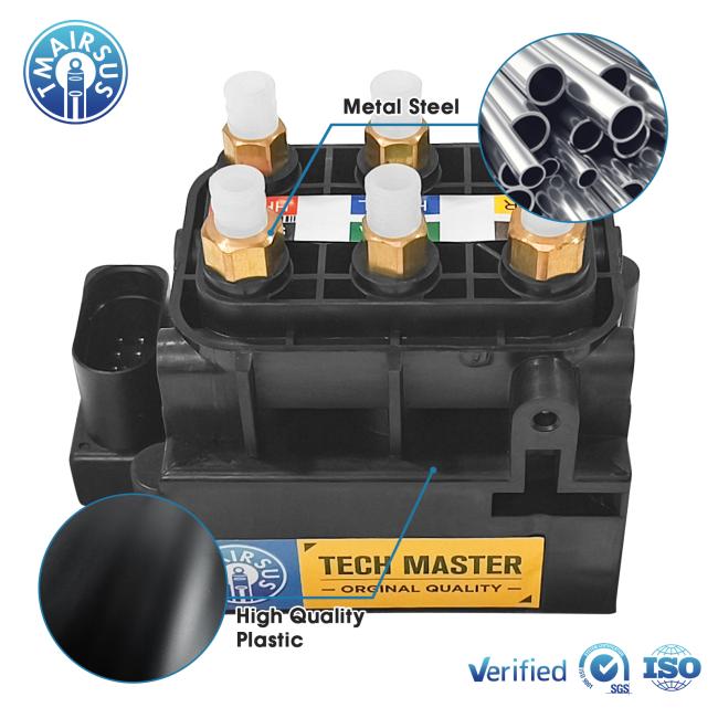 Close-up of valve block components