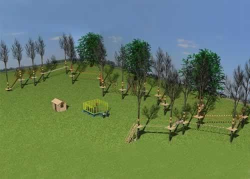 Forest adventure course, tree top adventure, tree top course