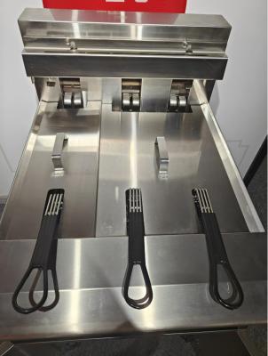 China electric two pots 3 baskets 21.5L+11.6L with oil filter system chips open deep fryer for sale
