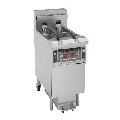 China Twee potten Twee manden 7.5L*2 Kleine capaciteit 14kw Olie besparen Elektrische open frituur met oliefiltratie Te koop