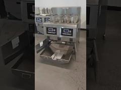 Duas panelas Quatro cestos Chips de aquecimento a gás Friteira aberta com filtragem de óleo
