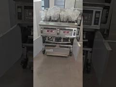 Vier potten Vier manden met oliefiltersysteem 304SUS Ventless Deep kfc chips Electric Chips Open chips friter voor kookmachine