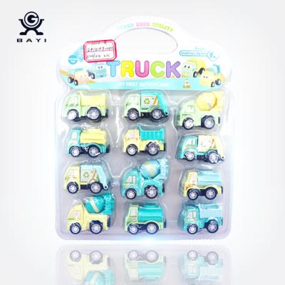 China Toy Gift High Quality Pull Back Vehicle 12 Pcs Model Car Plastic Toy Truck Toys For Children for sale