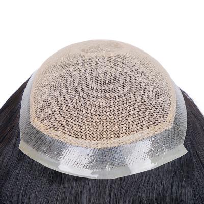 Cina Small/Large/Average Size No Problem Get 100% Human Hair Men Toupee with 60 Lace Mesh in vendita