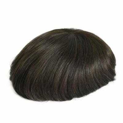 China Full Hand Made Natural Hairline Lace Base Men's Toupee Hairpiece with Bleached Knots for sale