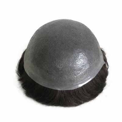 China Full Hand Made Natural Hairline Lace Base Men's Toupee Hairpiece with Bleached Knots for sale