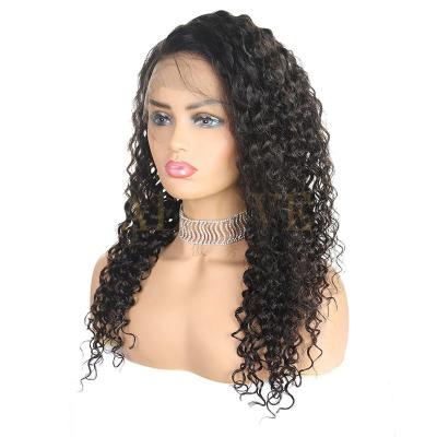 China 150% 180% Density Curly Deep Wave Frontal Wig with Human Virgin Hair Natural Women for sale