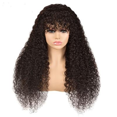 Cina Natural Black Grade 10A 100% Raw Virgin Human Hair Glueless Wigs with Bangs 150% Density in vendita