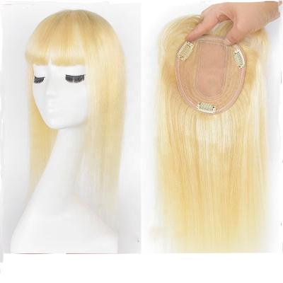 Cina Top Capelli Umani Cristallo Sposa Lunga Base di Seta Bionda Toupee per Donne di Nozze Frange Clip in vendita