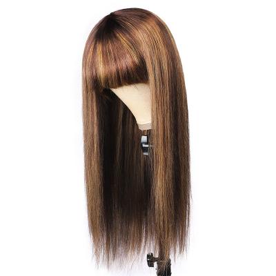 Cina Nessuna parrucca di pizzo 10-26 pollici P4/27 Parrucca femminile Full Machine fatta per capelli umani Parrucche con frangia in vendita