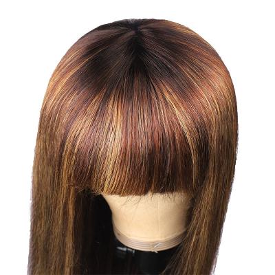 Cina Nessuna parrucca di pizzo 10-26 pollici P4/27 Parrucca femminile Full Machine fatta per capelli umani Parrucche con frangia in vendita