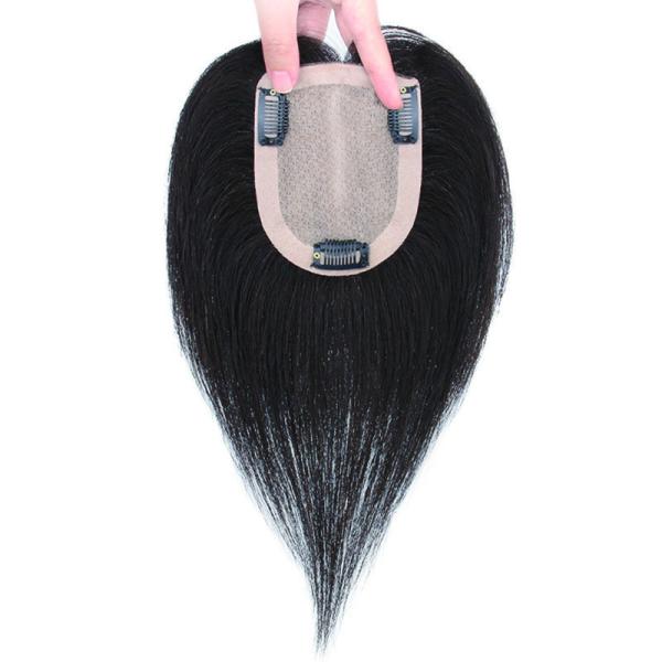 Quality 180% Density Remy Hair Toupee with Silk Base Top and 24mm Toupee Texture Length 30cm for sale