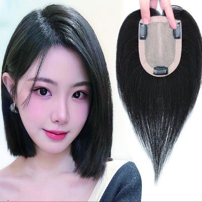 Cina 180% Densità Remy Hair Toupee con base in seta Top e 24mm Toupee Texture Lunghezza 30cm in vendita
