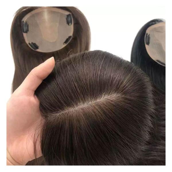 Quality Women's Straight Silk Base Toupee with Swiss Lace Frontal Closure and Hair Topper for sale