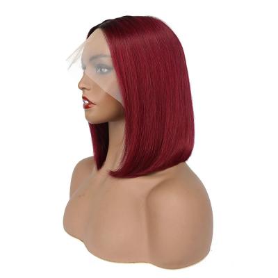 Cina 100% capelli umani corto bob riccio dritto pizzico pizzo parrucca anteriore T-parte tessuti brasiliani in vendita
