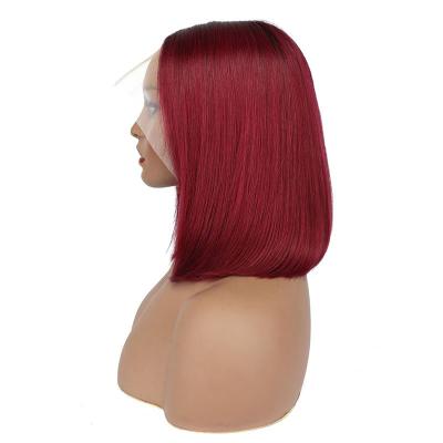 Cina 100% capelli umani corto bob riccio dritto pizzico pizzo parrucca anteriore T-parte tessuti brasiliani in vendita