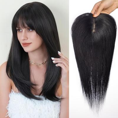 Cina Clip di base di seta in topper 14 pollici 150% densità naturale nero/marrone scuro/marrone mocca in vendita