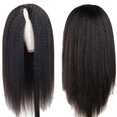 Cina Parrucche Lunghezza V Parte Longue Senza colla Afro Kinky Capelli umani dritti Parrucca 250% Densità in vendita