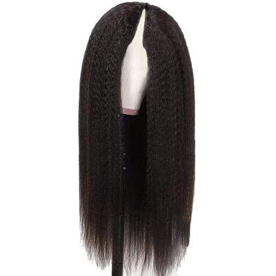 Cina Parrucche Lunghezza V Parte Longue Senza colla Afro Kinky Capelli umani dritti Parrucca 250% Densità in vendita