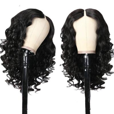 Cina Nessuna parrucca di pizzo V parte di capelli cambogiani parrucca corpo ondulato capelli umani grezzi senza lasciare fuori senza colla in vendita