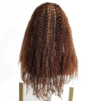 China Remy Hair Brazilian Virgin Human Hair Kinky Curly Lace Front Wigs P4/27 for Black Women for sale