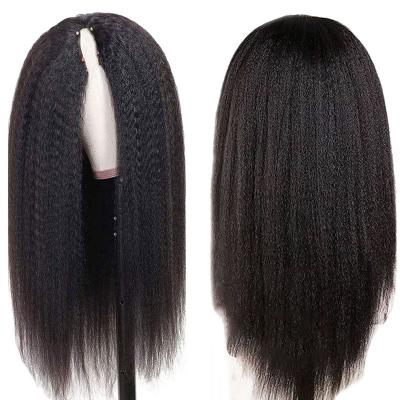Cina Capelli umani lunghi V parte parrucca 30 pollici Kinky capelli dritti grezzi brasiliano Remy Perruque in vendita