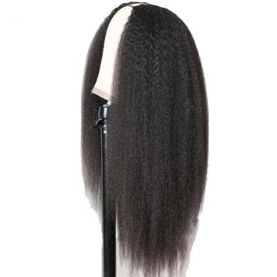 Cina Capelli umani lunghi V parte parrucca 30 pollici Kinky capelli dritti grezzi brasiliano Remy Perruque in vendita