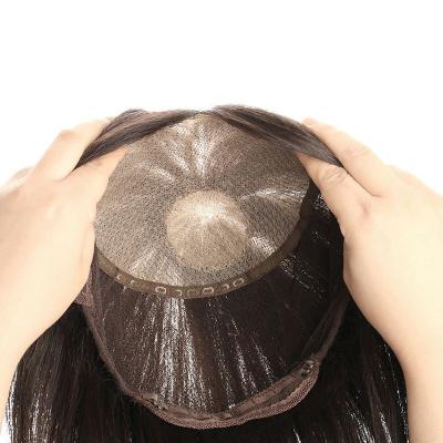 Cina 100% non lavorato vergine brasiliana etero donna naturale capelli umani seta parrucche base superiore in vendita