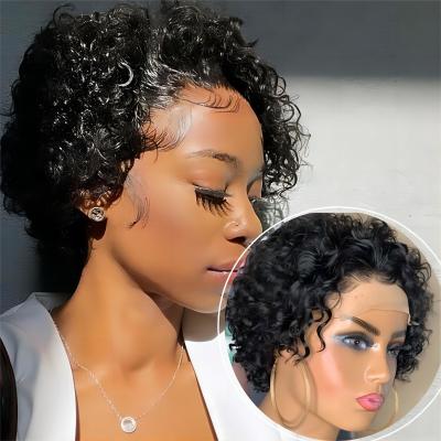 Cina Perrucche per capelli umani da 8 pollici 360 pizzo davanti perrucche a riccioli da fantoccio per capelli morbidi e lucidi in vendita