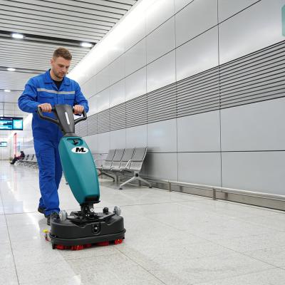 China Lightweight Mini Floor Scrubber 24V-14Ah Battery, 80min Runtime for Supermarkets and Offices for sale