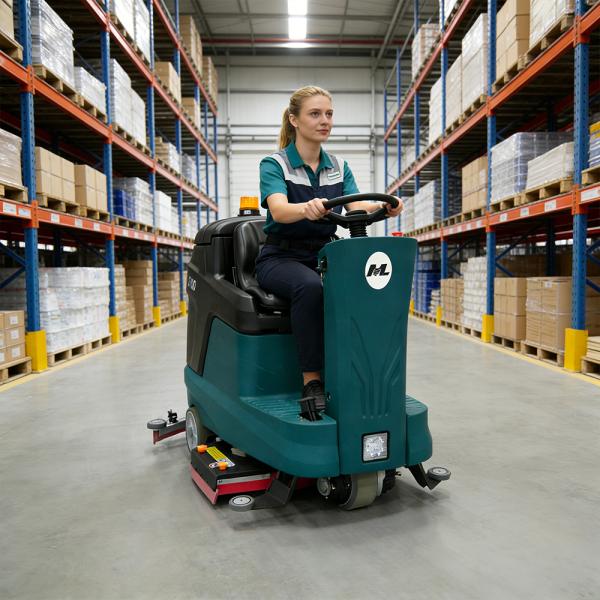 Quality Floor Scrubber Rider Dryer Ride On Dual Brush 5500㎡/H 110L for sale